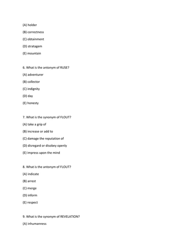 Act Test Vocabulary Words | PDF