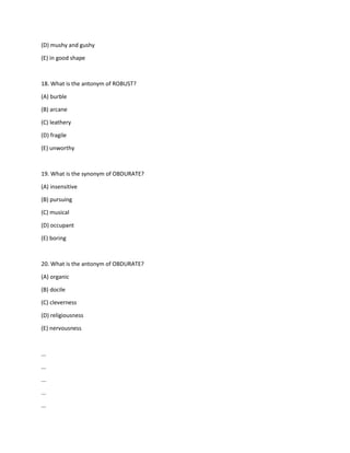 Act Test Vocabulary Words | PDF