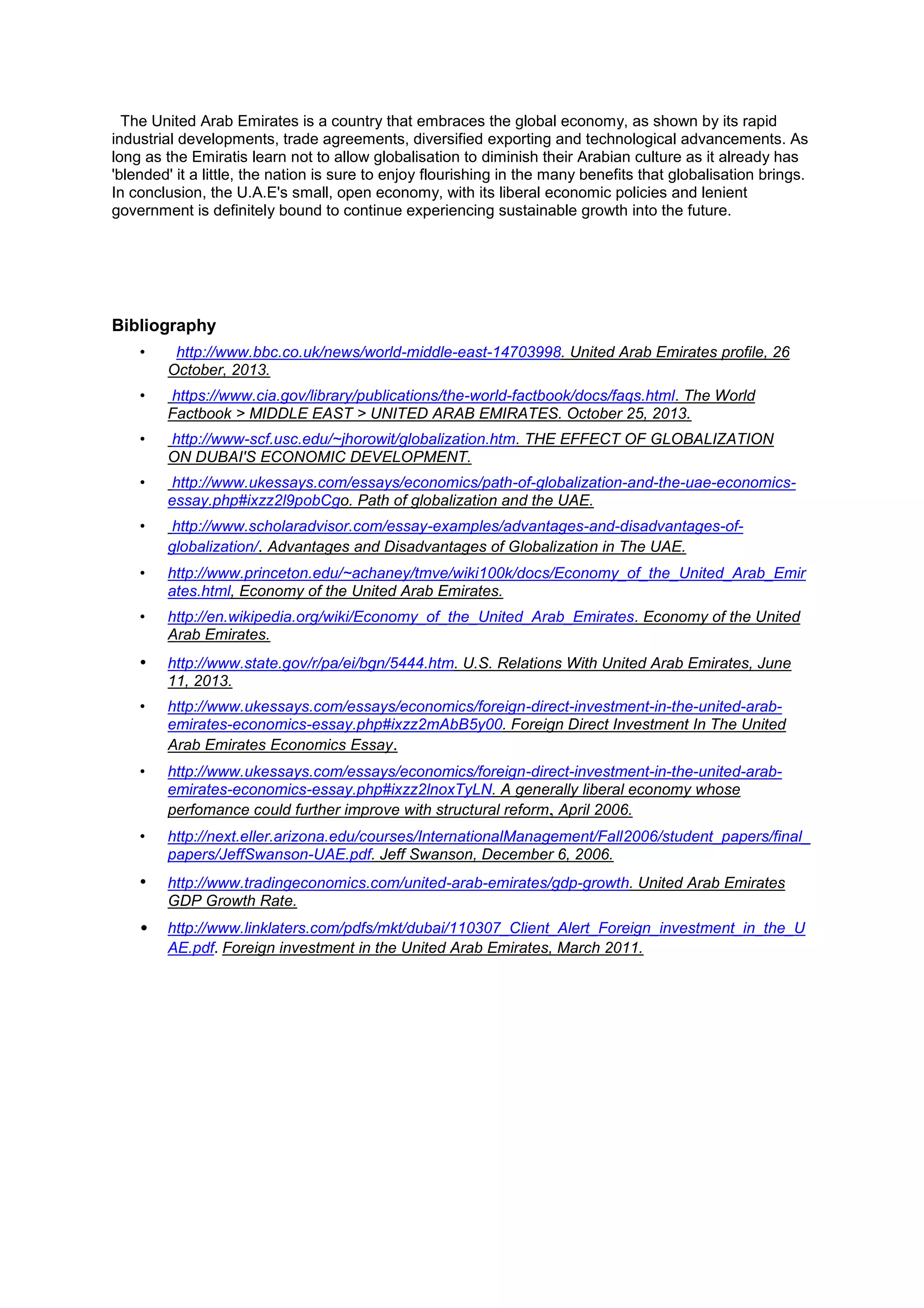 Globalisation in the United Arab Emirates | DOCX
