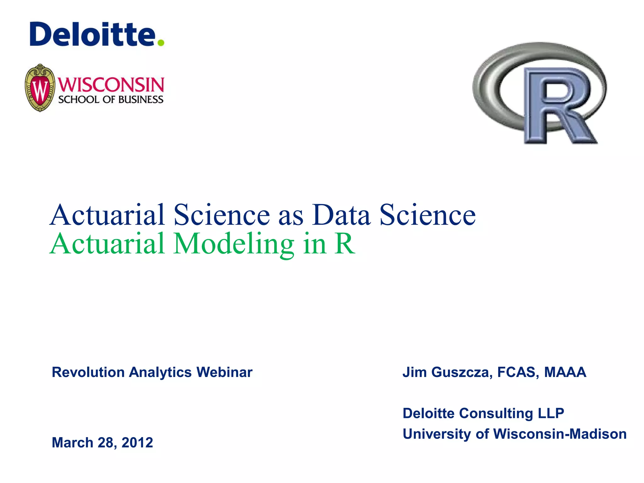 Actuarial Analytics In R Pdf Programming Languages Computing
