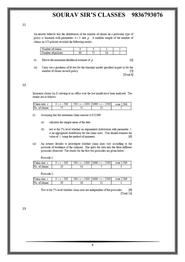 ACTUARIAL SCIENCE | MODEL TEST EXAM III NOTES SOLUTIONS STUDY MATERIAL ...