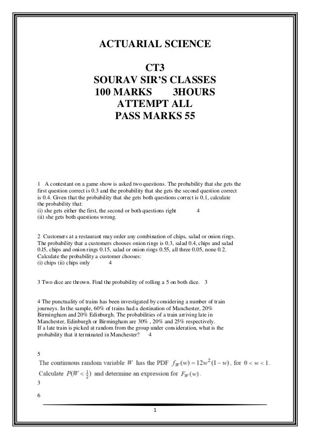 Actuarial Science Mock Test By Sourav Sir's Classes || Probability ...