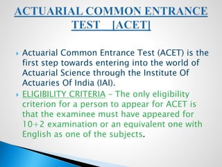 Actuarial science seminar COMPLETE INFORMATION INDIAN IAI CT LEVEL ...