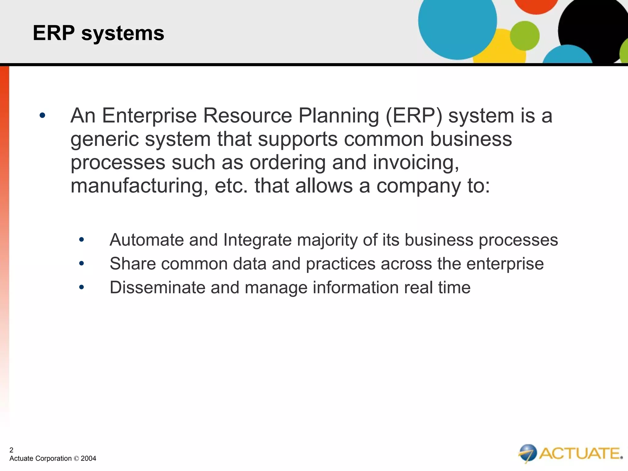 Enterprise Reporting for ERP Systems | PPT