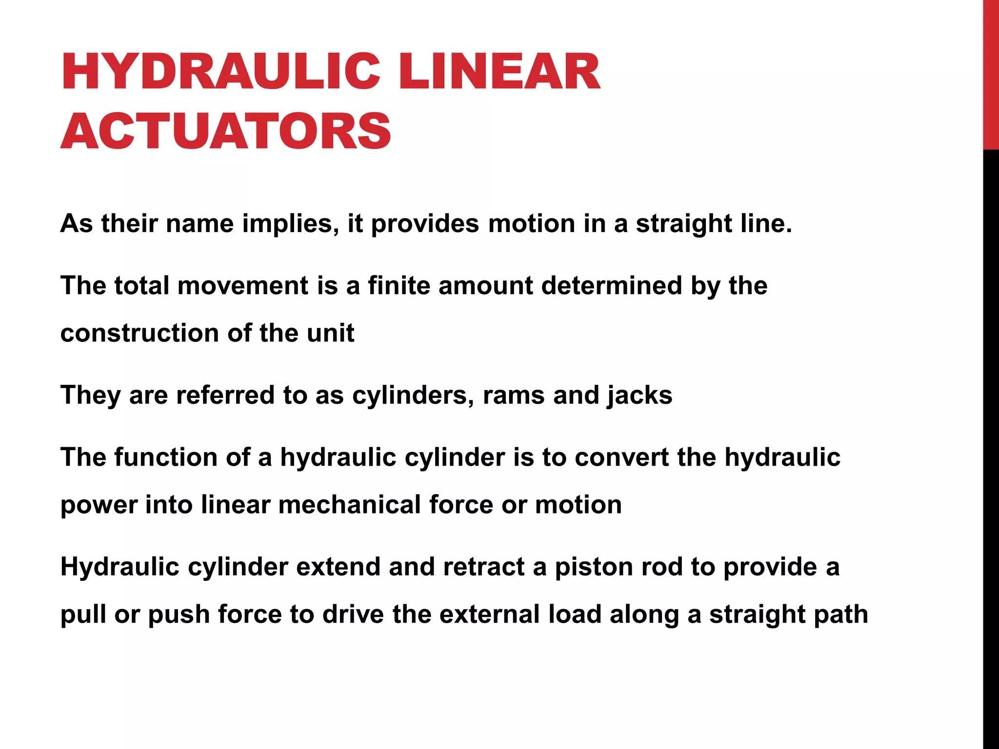 Actuators in hydraulic system | PPTX