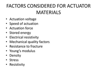 Actuators in smart materials | PPT