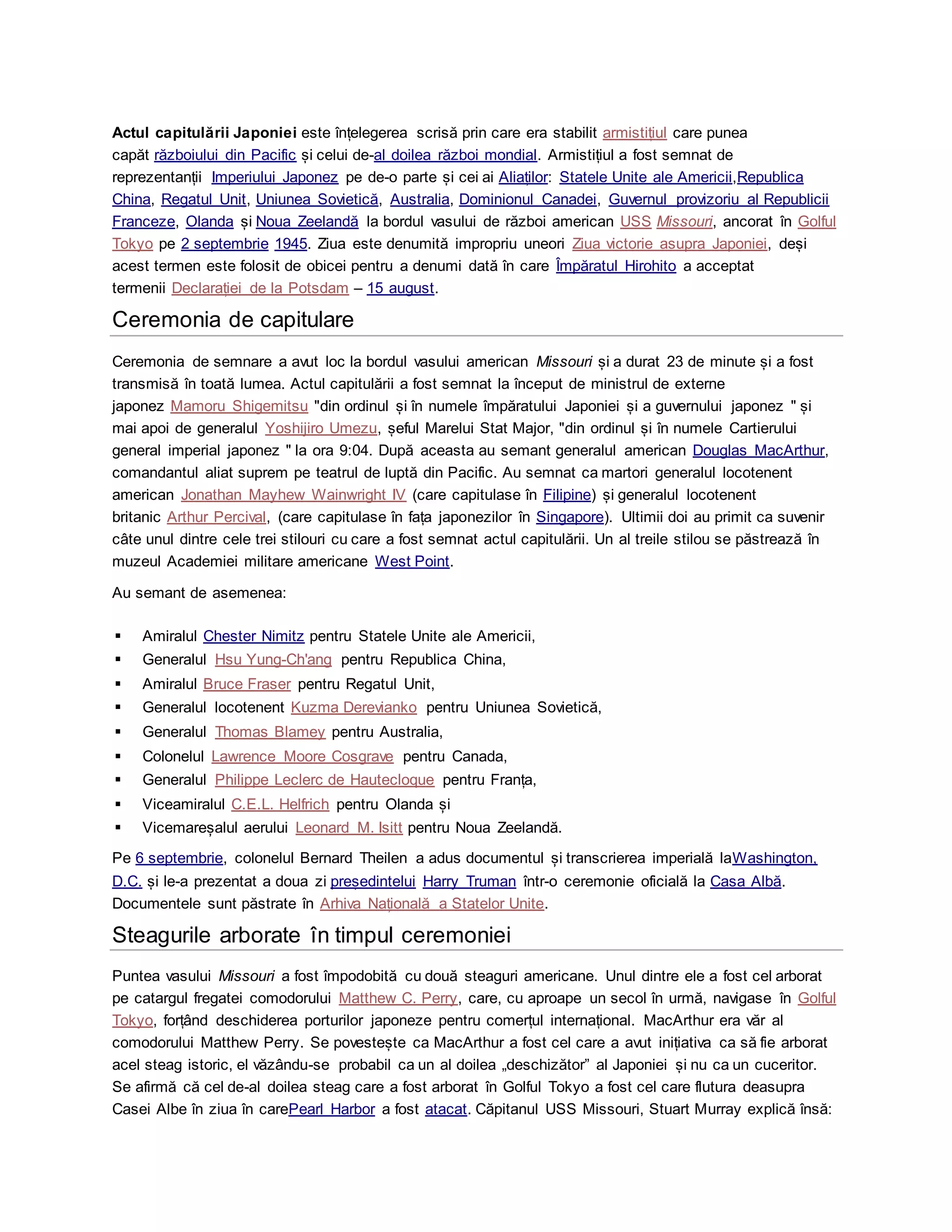 Actul capitulării japoniei | DOCX