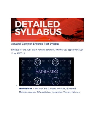 Actuarial Common Entrance Test (ACET) COMPLETE EXAM INFORMATION+ HOW TO ...