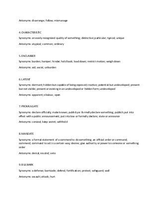 Act Vocab List | PDF