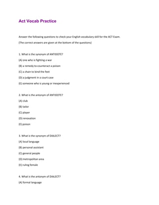 Act Vocab Practice | PDF