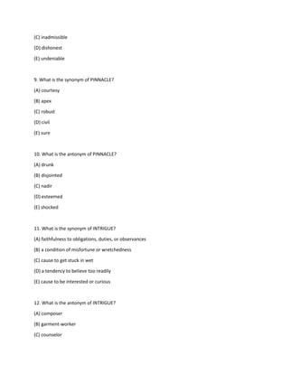 Act Vocabulary Activities | PDF