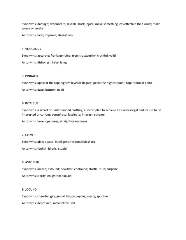 Act Vocabulary Activities | PDF