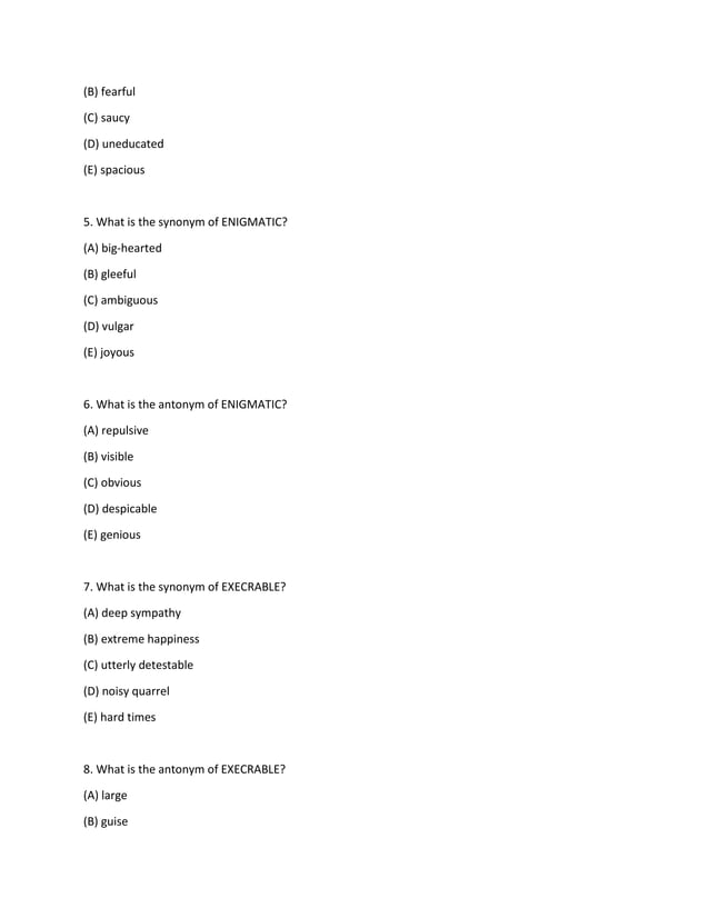 Act Vocabulary Words 2022 | PDF