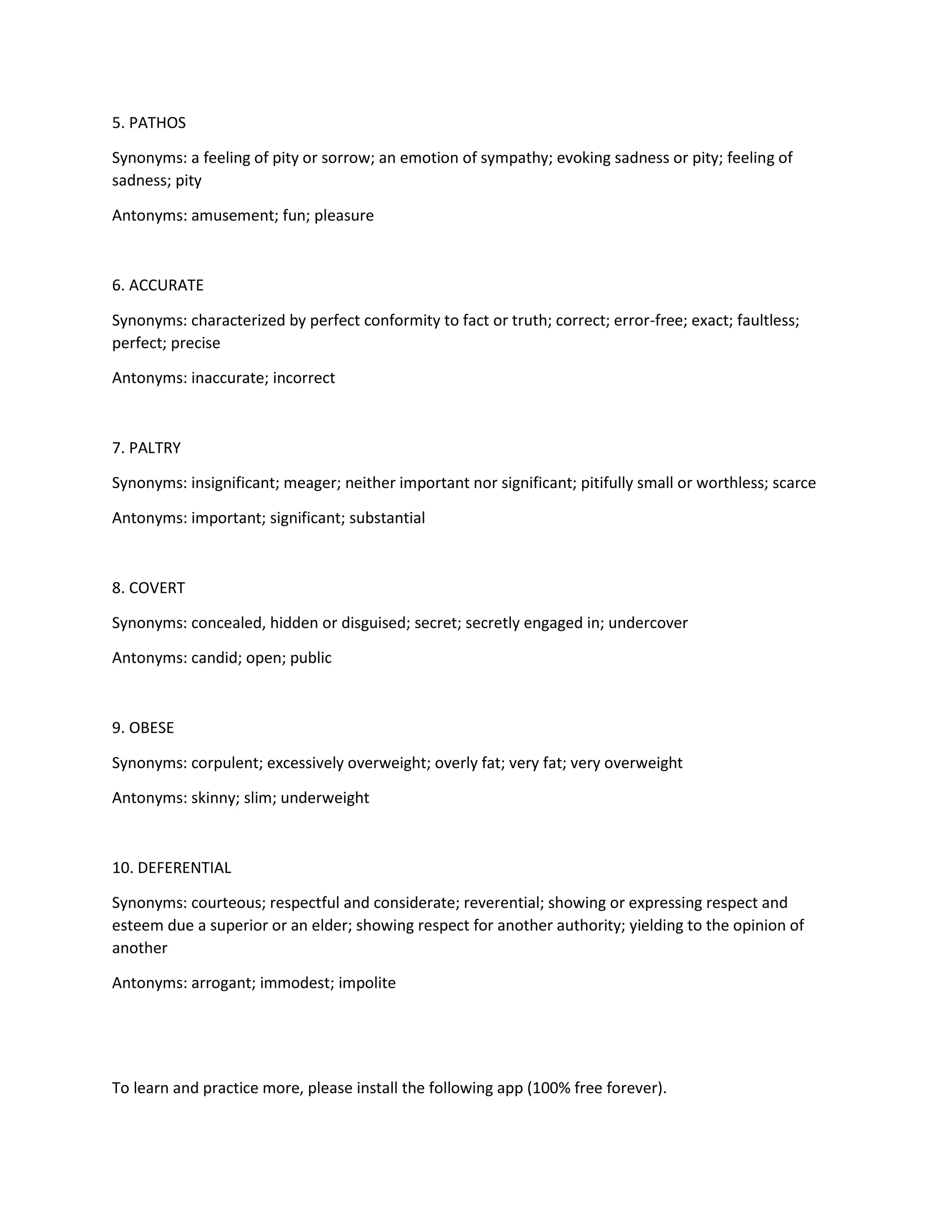 Act Vocabulary Words 2023 | PDF