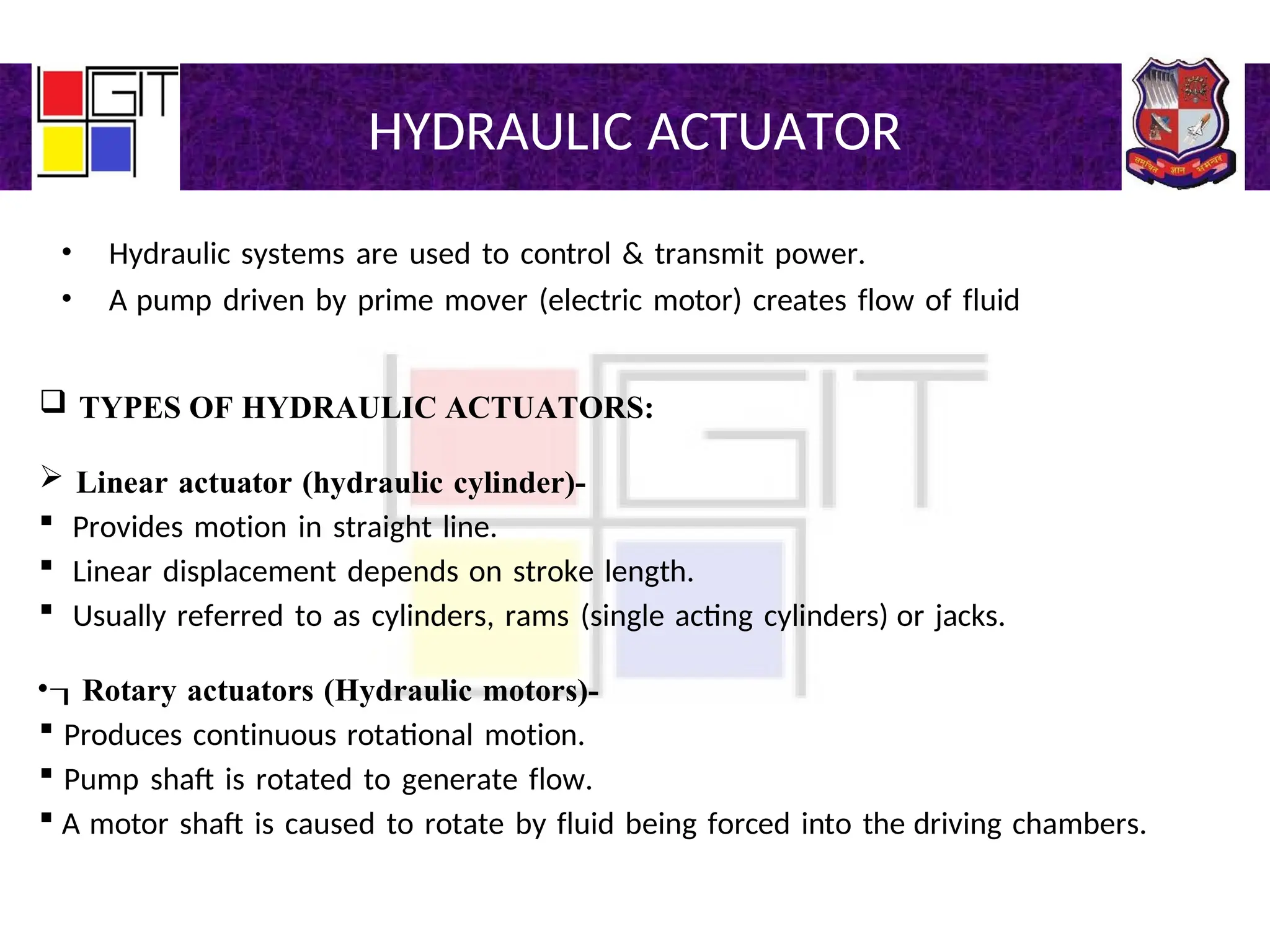 Actuators ( Oil Hydraulic & Pneumatics ) | PPTX