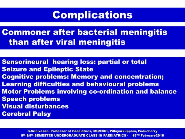 Acute bacterial (Pyogenic) meningitis - Dr. S. Srinivasan, Professor of ...