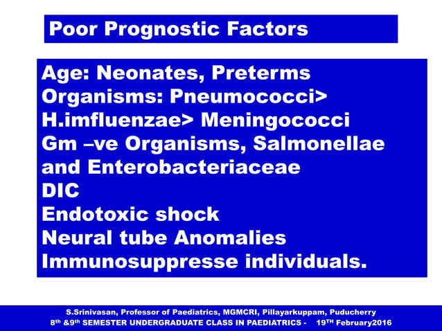 Acute bacterial (Pyogenic) meningitis - Dr. S. Srinivasan, Professor of ...