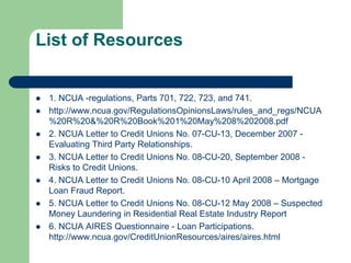 Loan participations - Benefits and Pitfalls for Credit Unions | PPTX