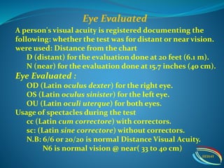 Vision charts/Eye Charts/Acuity charts | PPTX