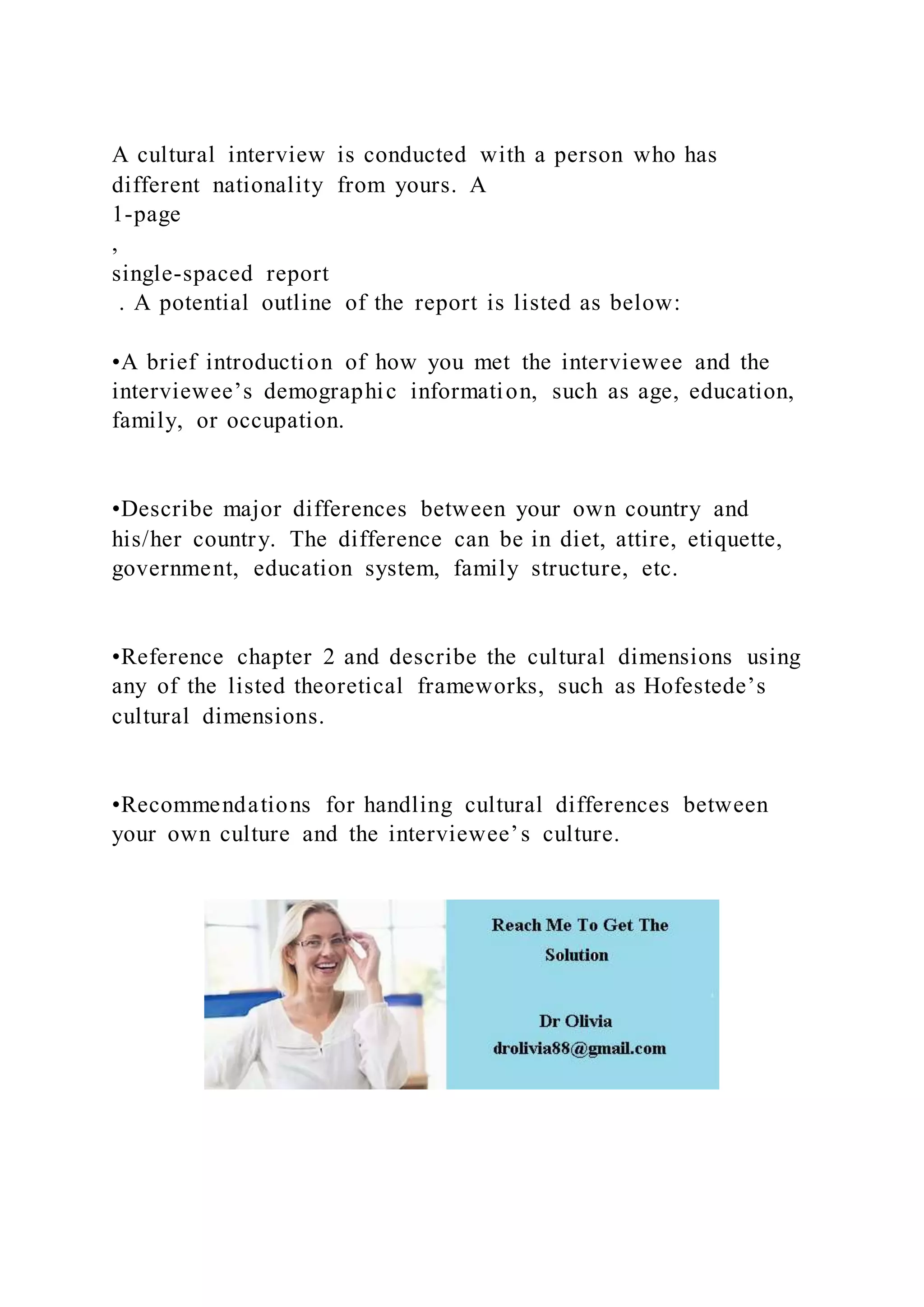 A cultural interview is conducted with a person who has different na | DOCX