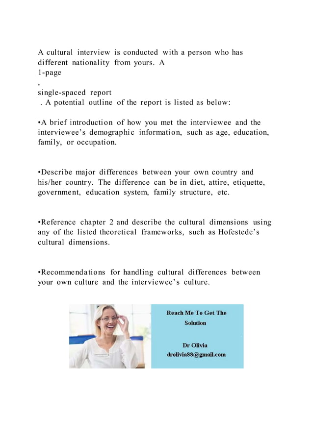 A cultural interview is conducted with a person who has different na | DOCX