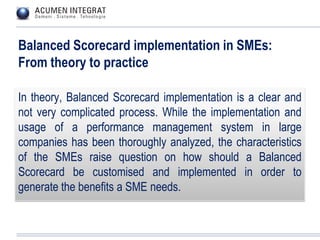 Balanced Scorecard implementation in SMEs: From theory to practice | PPT