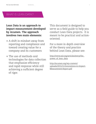 The Lean Data Field Guide by Acumen | PDF | Business | Business and Finance