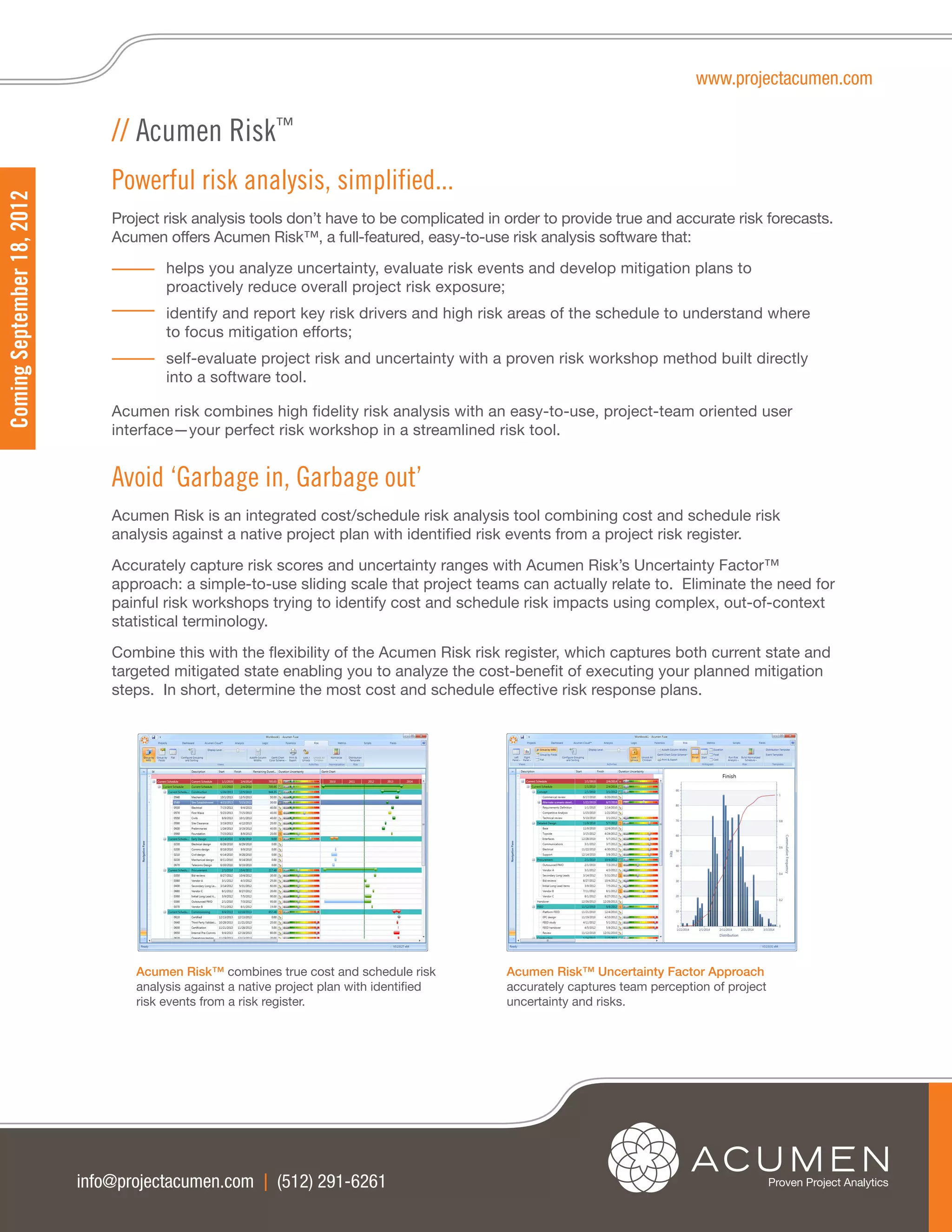 Acumen Risk: Data Sheet | PDF