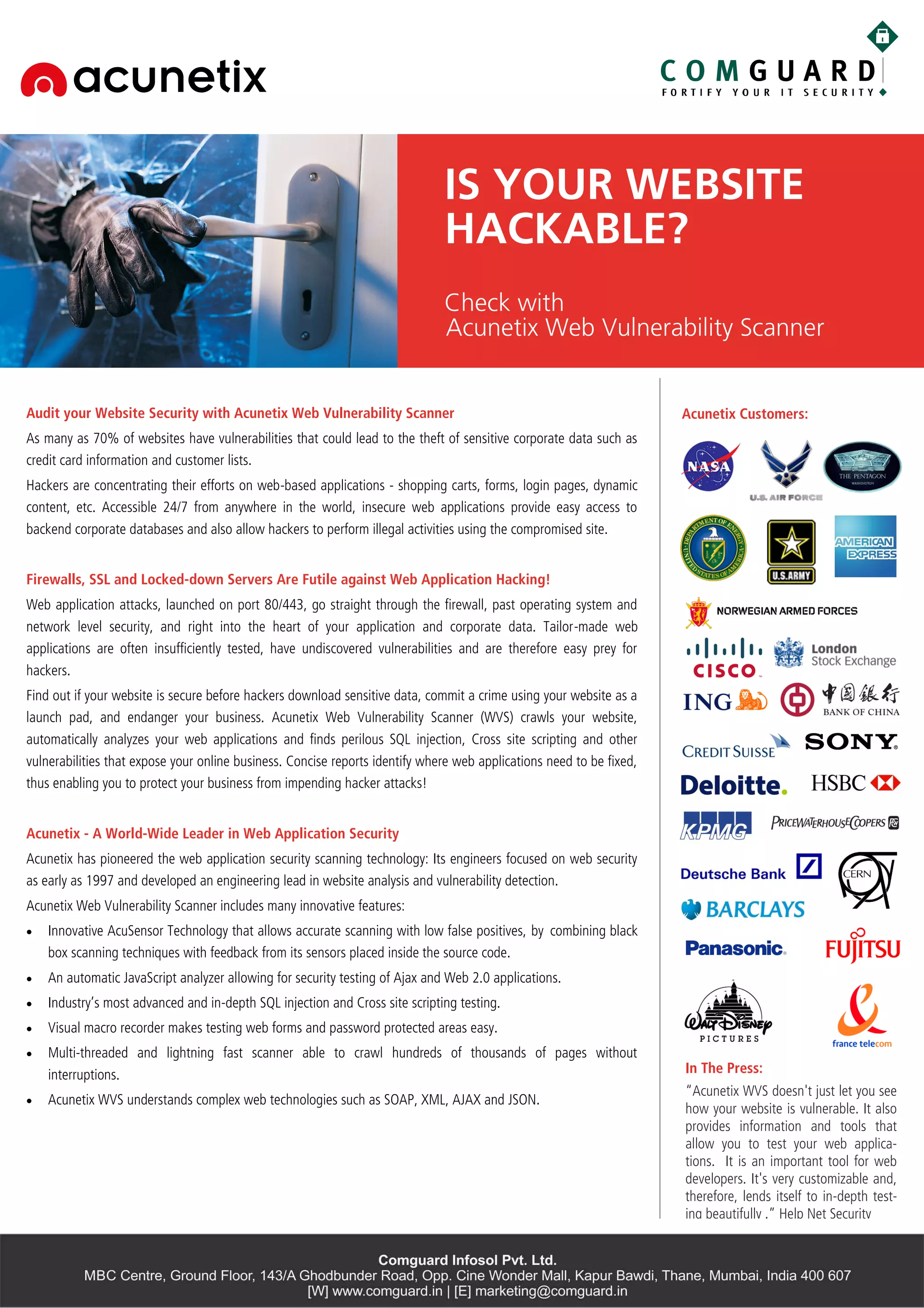 Acunetix Web Vulnerability Scanner Pdf Web Development Internet