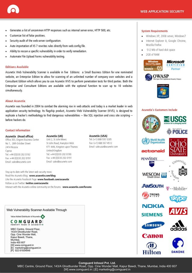 Acunetix - Web Vulnerability Scanner | PDF | Web Development | Internet