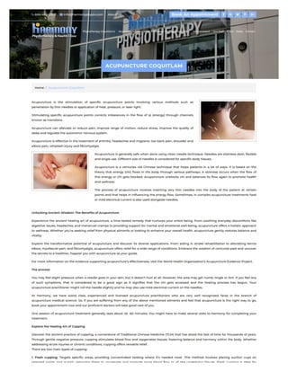 Acupuncture in Coquitlam - Harmony Physiotherapy & Health | PDF