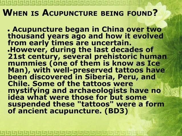 Acupuncture ppt1.pdf History of acupuncture.different types of acupuncture | PDF