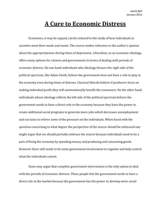 A cure to economic distress | PDF