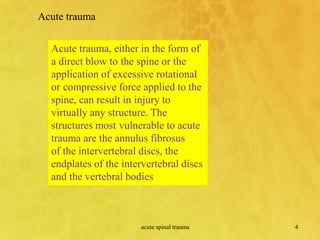 Acute trauma of the spine | PDF | Death, Injury, or Military Conflict ...