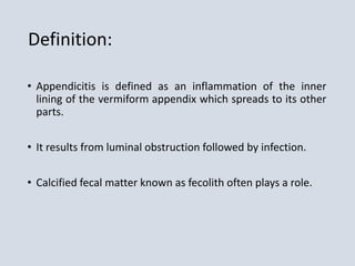 ACUTE APPENDICITIS | PPTX | Digestive Disorders | Diseases and Conditions