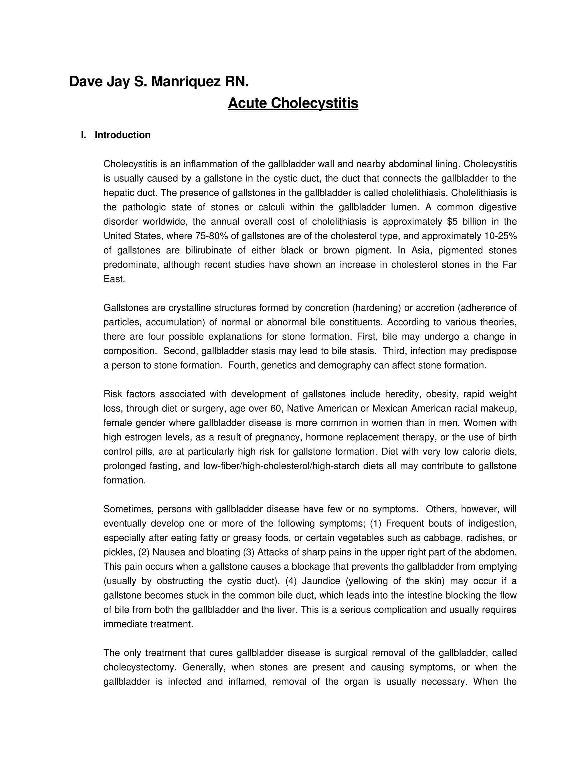 Acute Cholecystitis | DOC