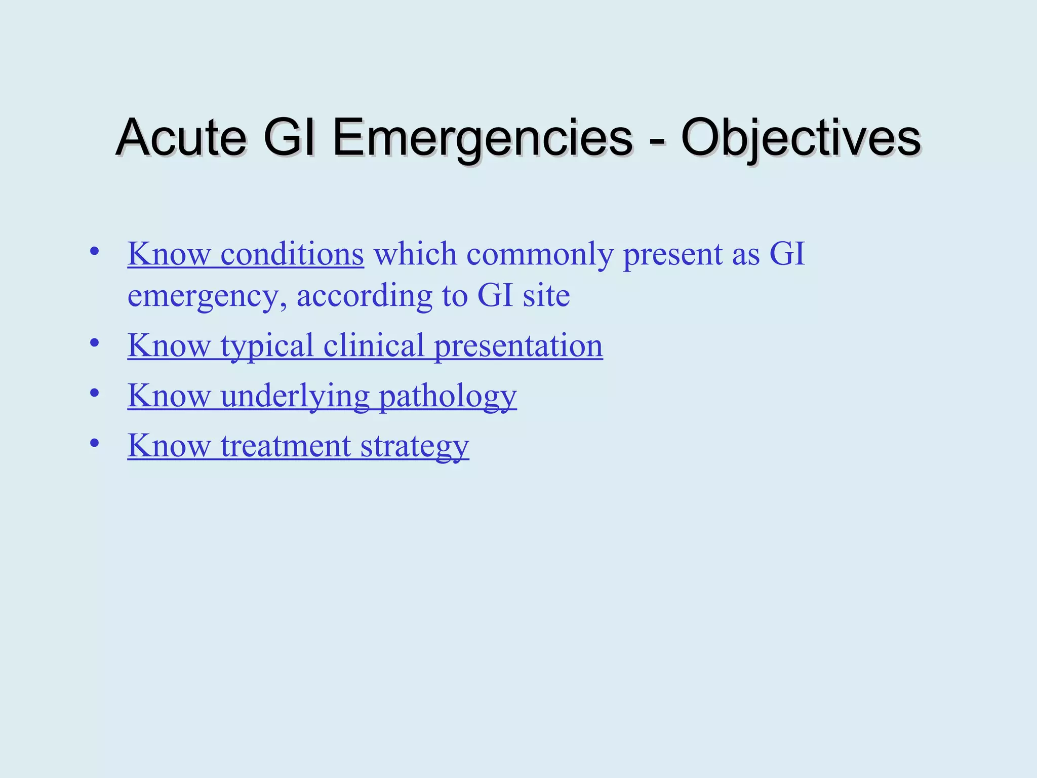 Acute Gastrointestinal Emergencies | PPT