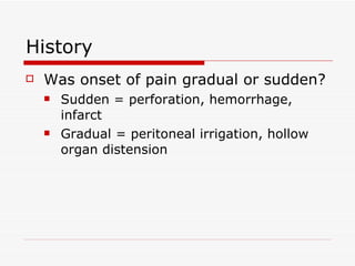 clinical course" Acute abdomen " | PPT