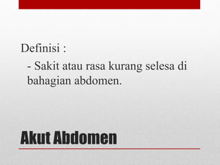 Acute Abdomen | PPT