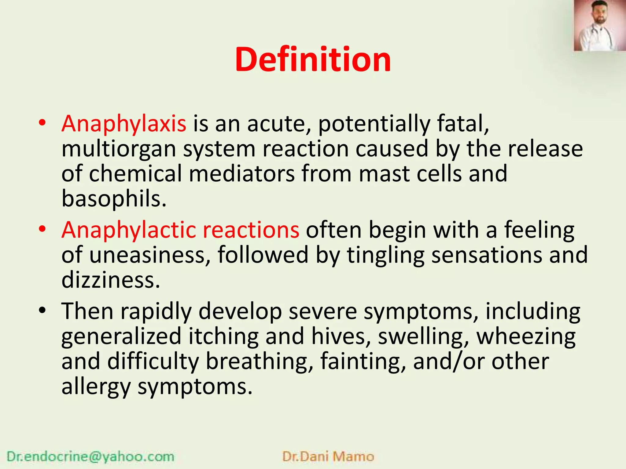 Acute anaphylaxis and anaphylactic reactions | PPTX