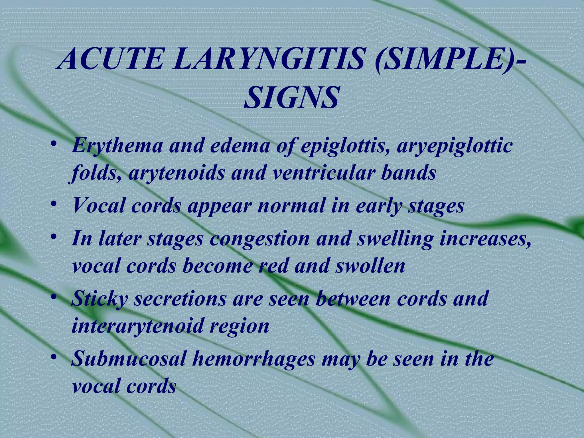 Acute and chronic inflammations of larynx | PPT