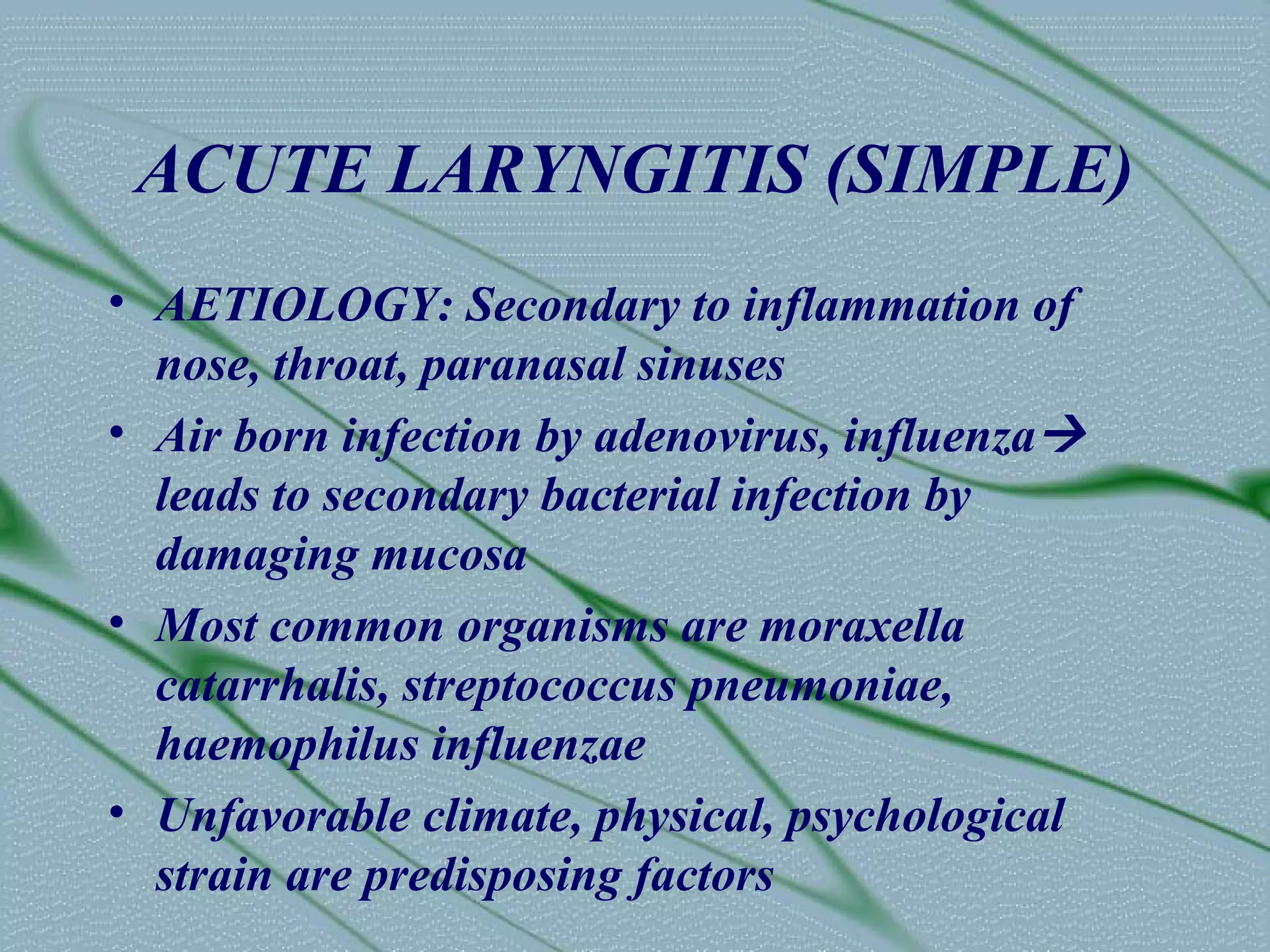 Acute and chronic inflammations of larynx | PPT