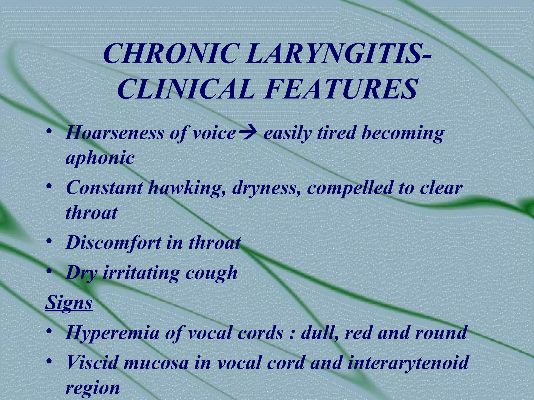 Acute and chronic inflammations of larynx | PPT