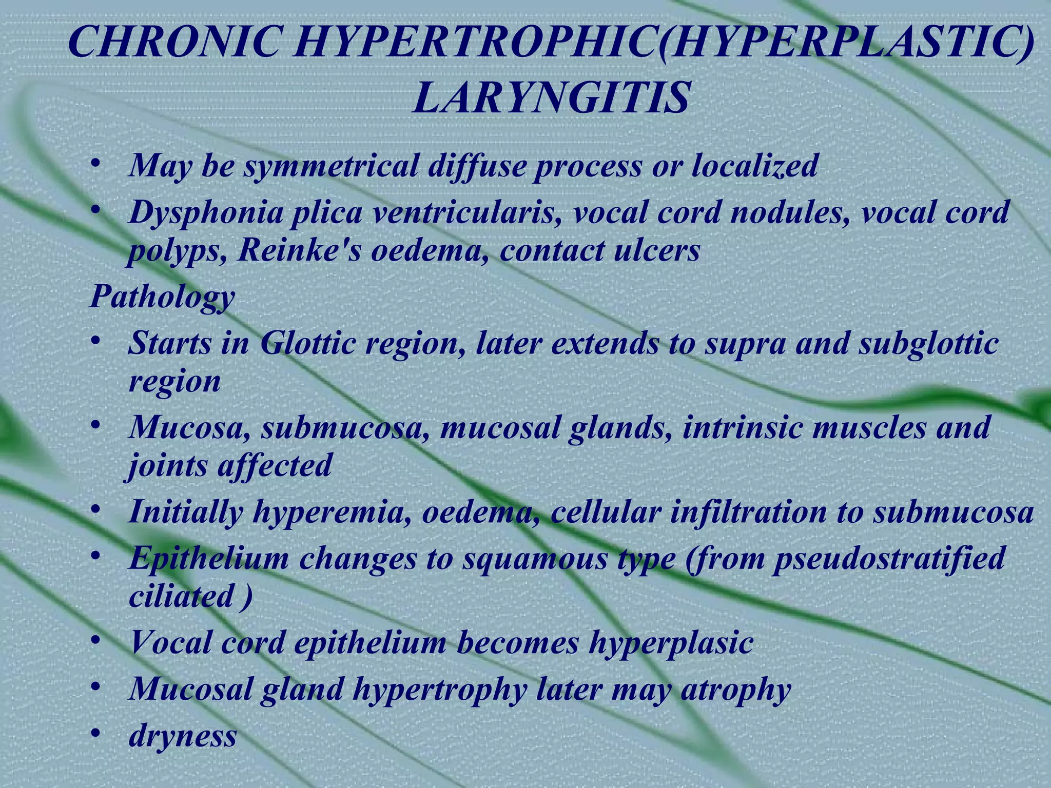 Acute and chronic inflammations of larynx | PPT