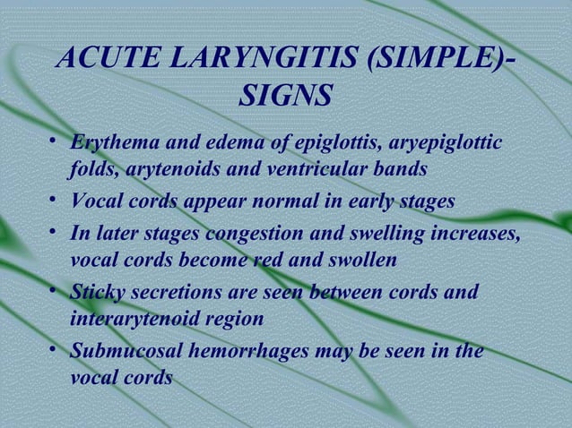 Acute and chronic inflammations of larynx | PPT | Ear, Nose and Throat ...