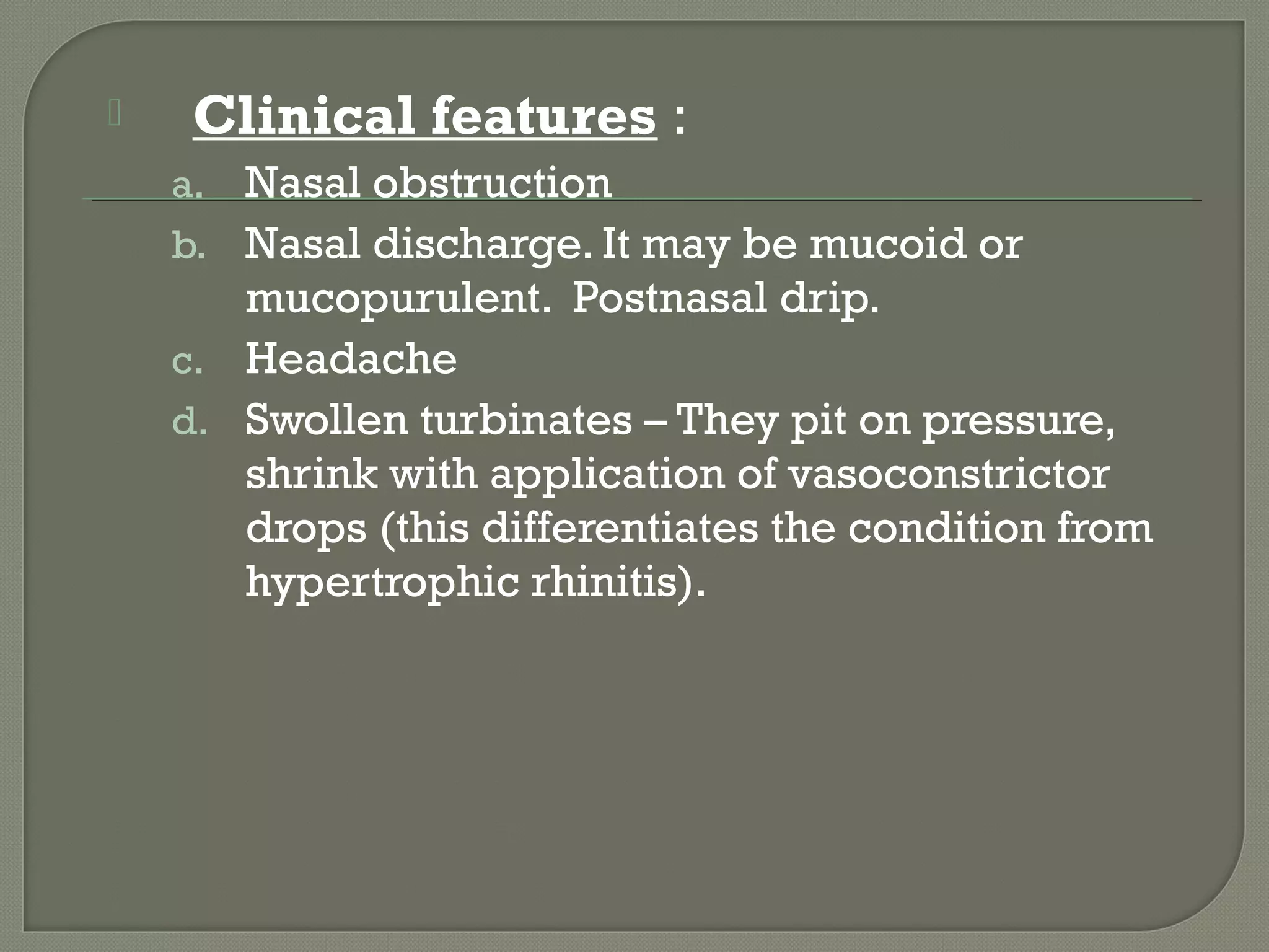Acute and chronic rhinitis | PPT