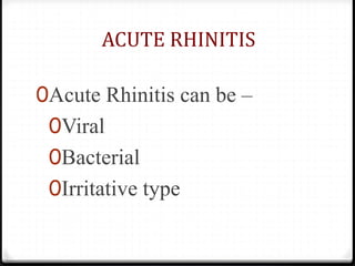 acute and chronic rhinitis - powerpoint | PPT