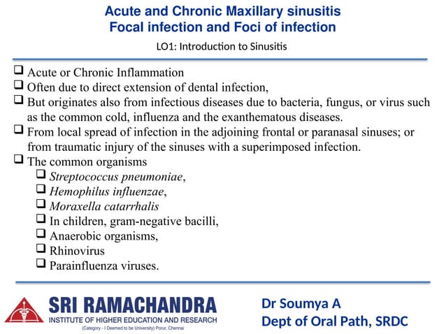Acute and Chronic sinusitis, focal and foci of infection.pptx