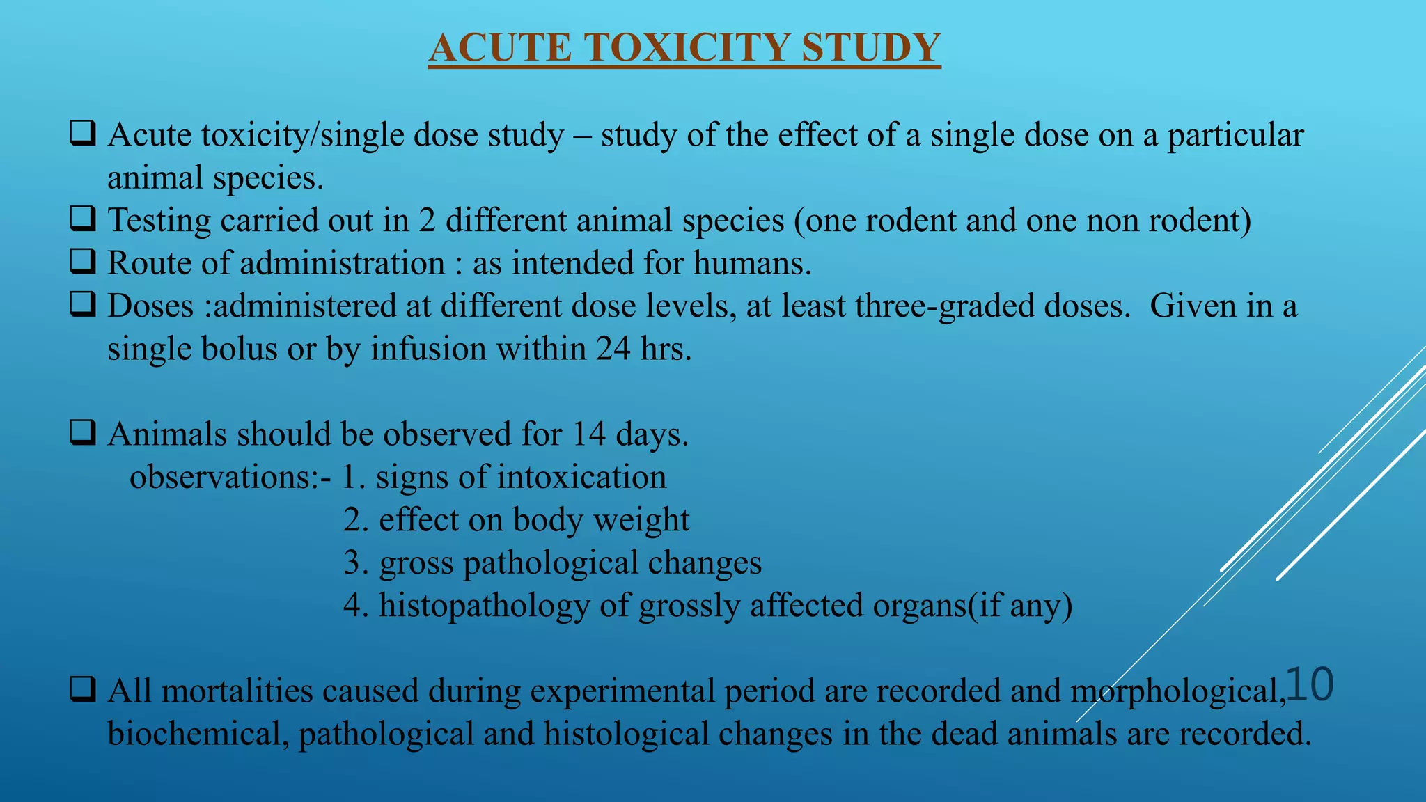 Acute and chronic toxicity studies in animals | PPTX