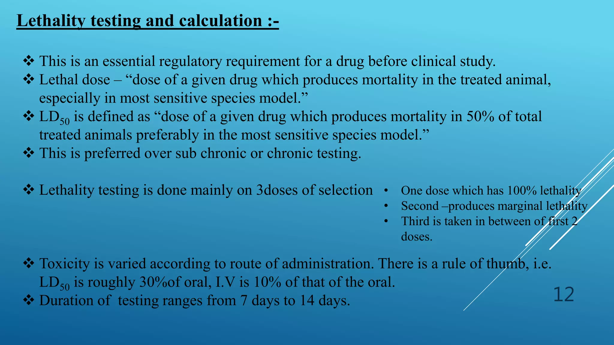 Acute and chronic toxicity studies in animals | PPTX
